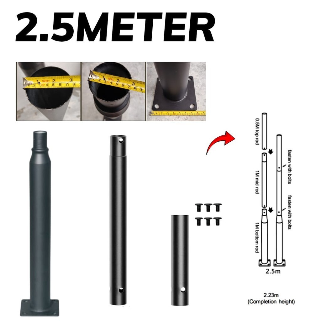 2.5M 3M 4M 5M 6M Steel Lamp Pole Galvanized Pipe Poles for Outdoor ...