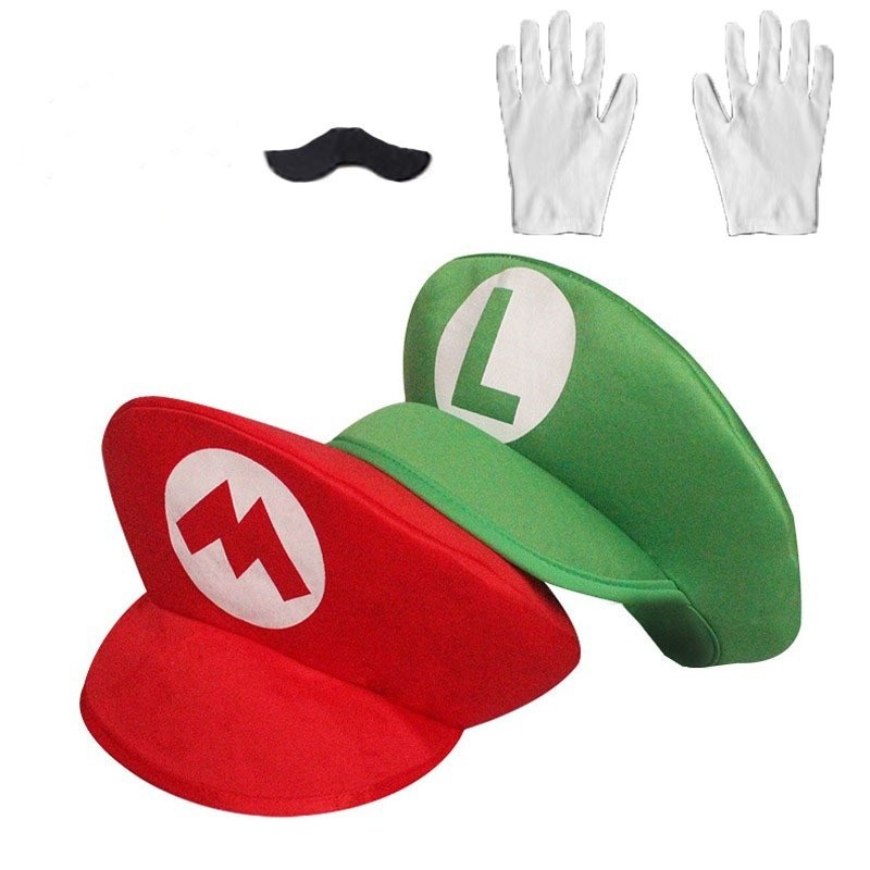3pcs/set Cosplay Super Mario Hat Glove Beard Halloween Prop Character ...