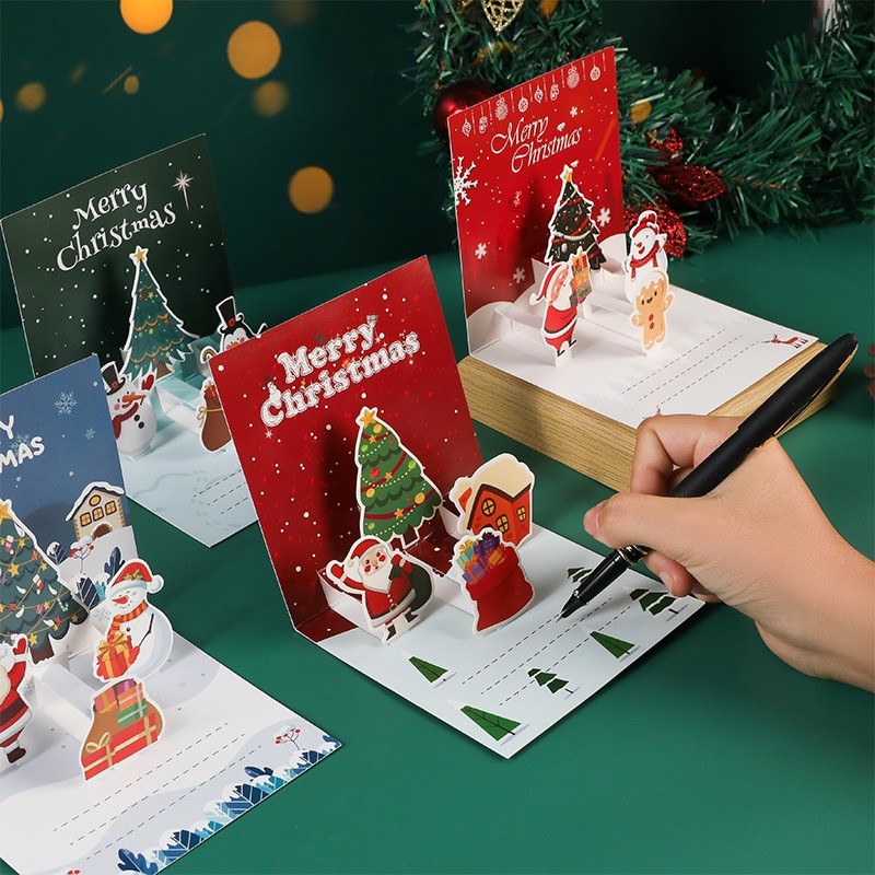 Merry Christmas Cards 3D Pop-up Greeting Cards with Envelope Santa ...