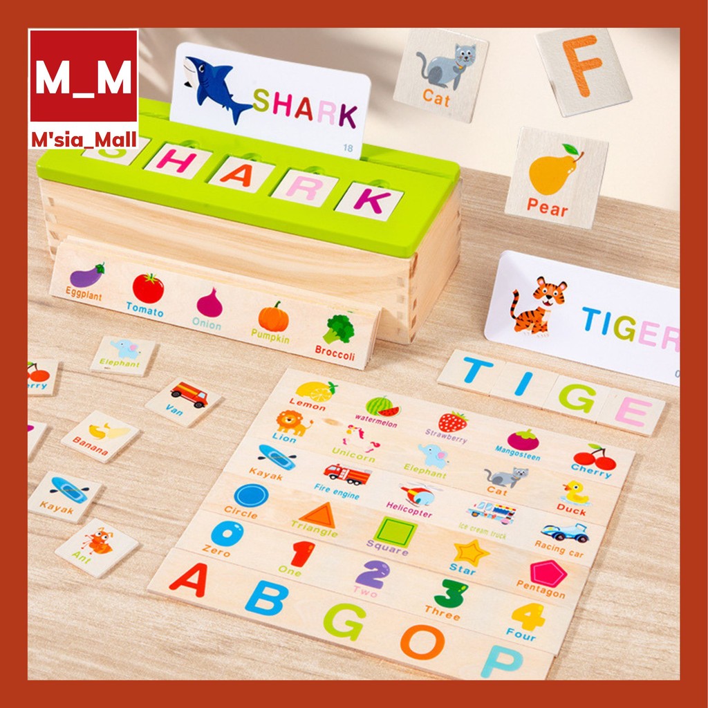 Wooden Spelling Game Box/ABC Number Matching Box/Montessori Early ...