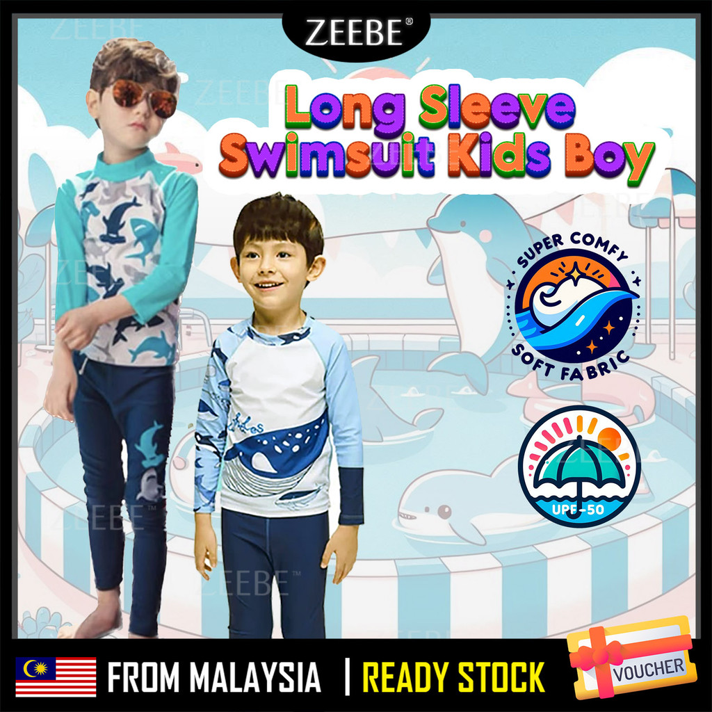 ZEEBE Swimming Suit Kids Boy Long Sleeve Long Pants Swimsuit Swimwear ...