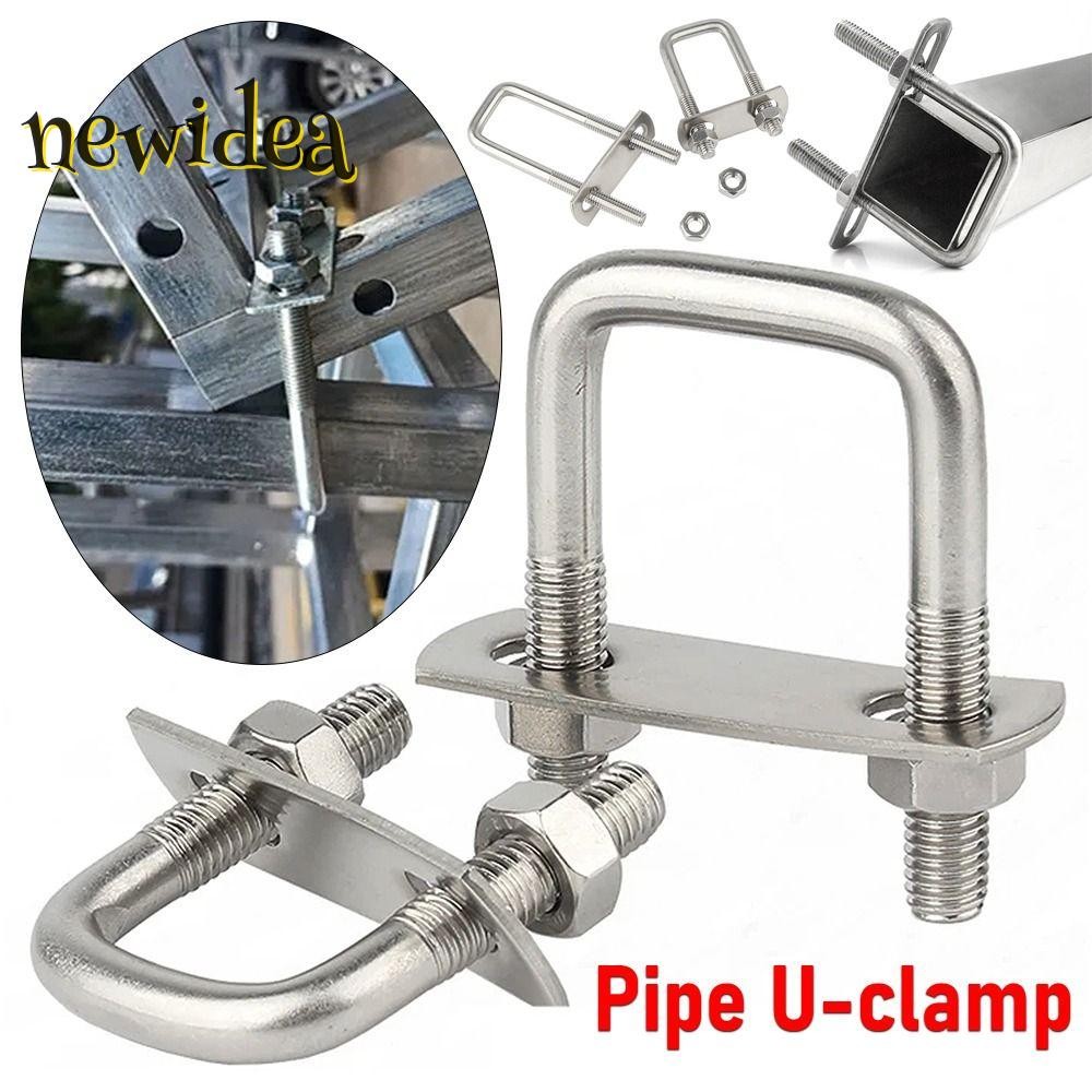 NEWIDEA 2Sets Pipe U-clamp, 304 Stainless Steel Screw Square Clamp ...