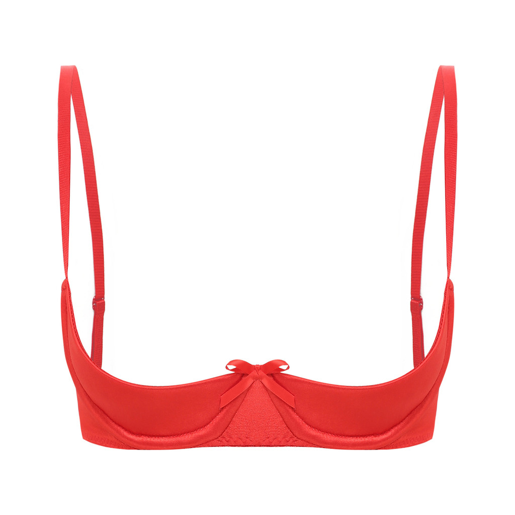 Womens Sexy Satin Lingerie Open Cup Exposed Nipples Chest Bras ...