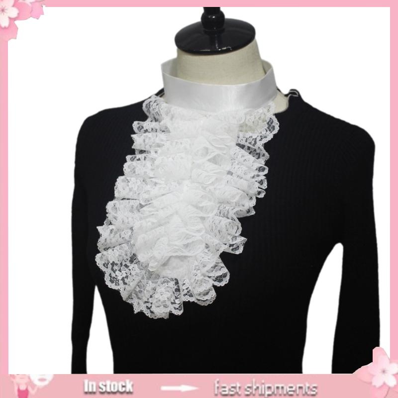 YOIOI Victorians Colonial Ruffle Lace Jabot False Collar Necktie ...