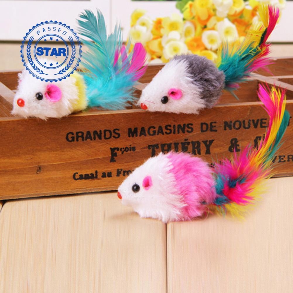Furry Mouse Cat Kitten Real Fur Gravel Sounds Cute Toys Toy Cat Mice ...