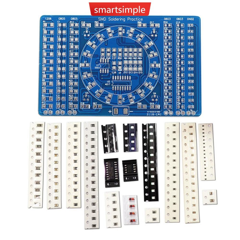 SMARTSIMPLE SMD Soldering Practice Board Kit CD4017+NE555 Rotating LED ...