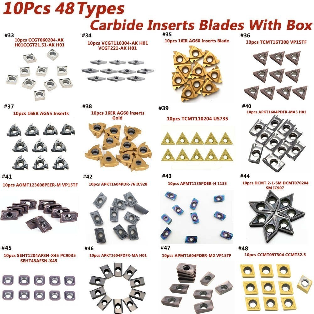 10*/Set CNC Carbide Tips Inserts Blade Cutter Lathe Turning Tool Insert ...