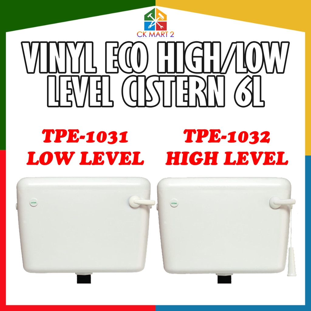 High Low Level Vinyl Eco Cistern Lift Up Valve 6L Complete Set High or ...