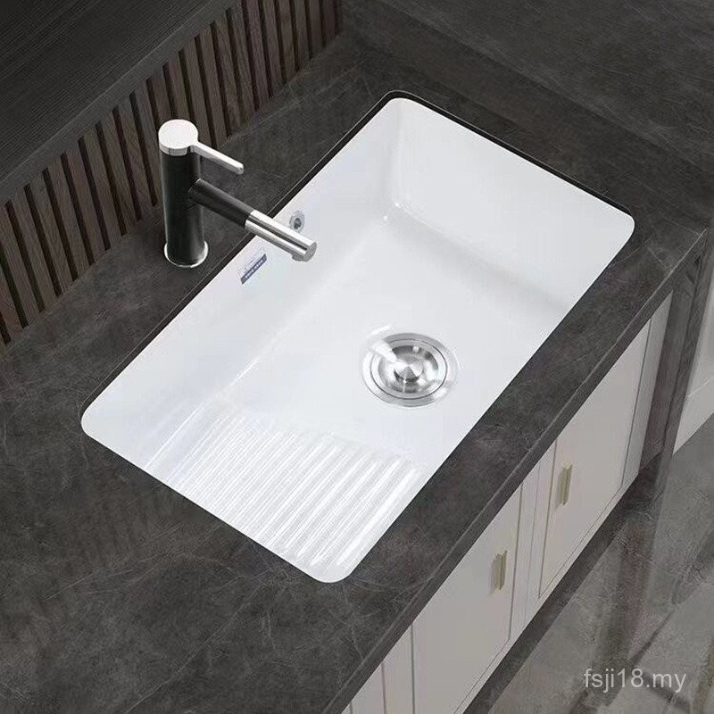 Besen Undermount Seramik dengan Papan Basuh Terbina dalam, Lebih Besar ...