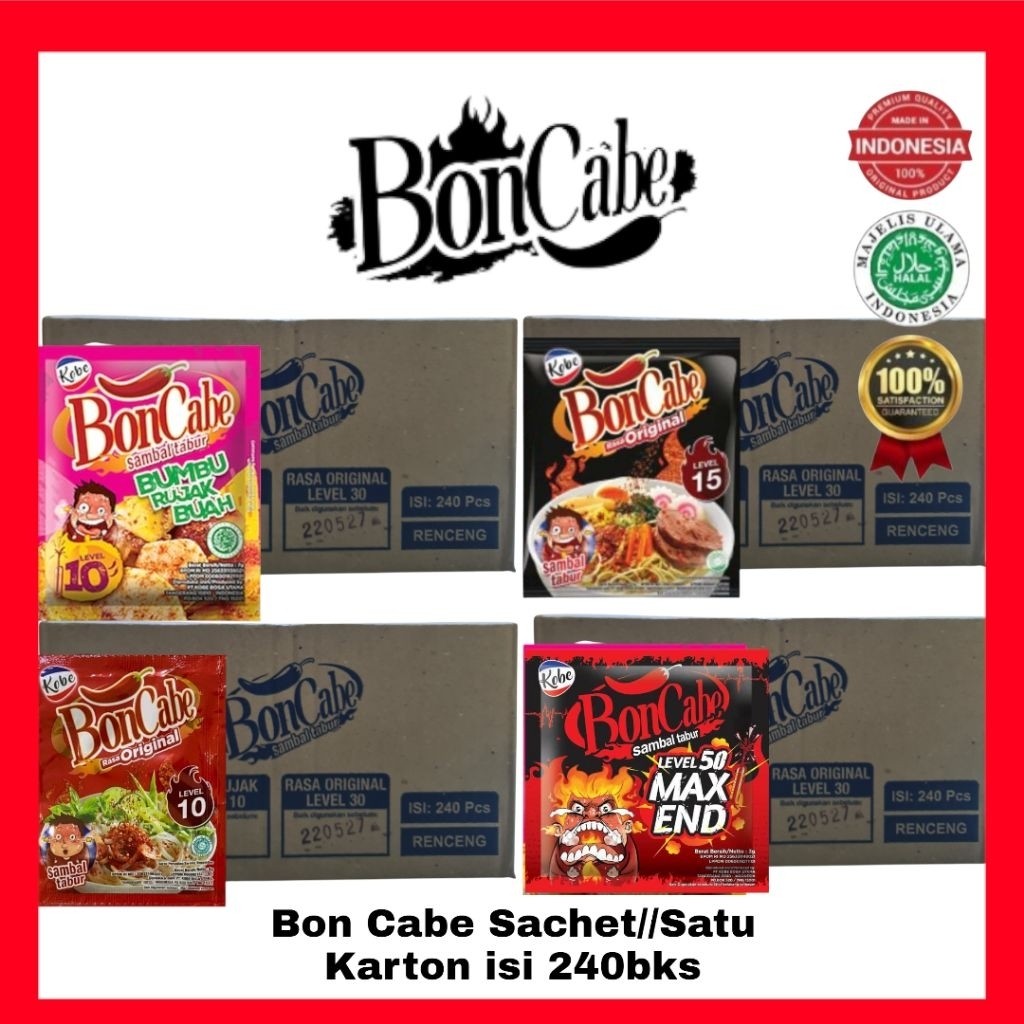 Bon Cabe Sambal tabur kemasan Sachet/harga untuk Satu karton isi 240bks ...