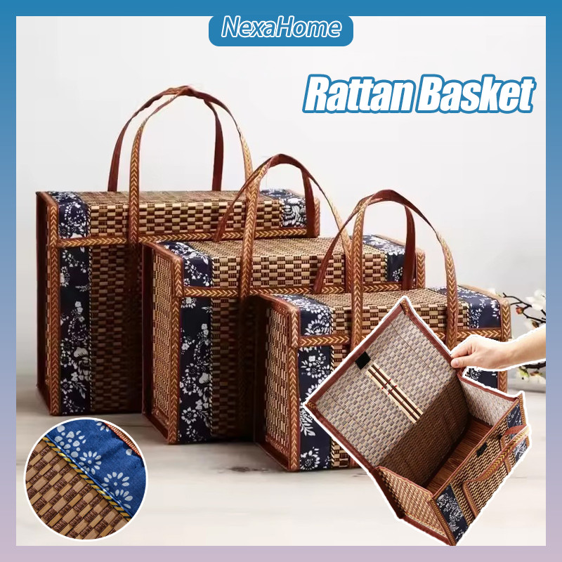 Foldable Rattan Basket Multiple Size Bamboo Basket Picnic Woven Food ...