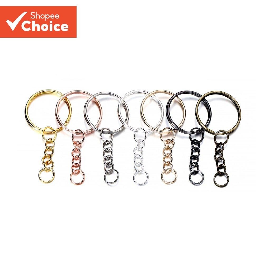 50pcs/pack 25MM DIY Key Ring Keychain Ring With Short Chain Jump Ring ...