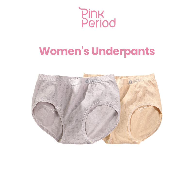 Pink Period Mid-Waist Panties Seamless Breathable Briefs Seluar Dalam ...