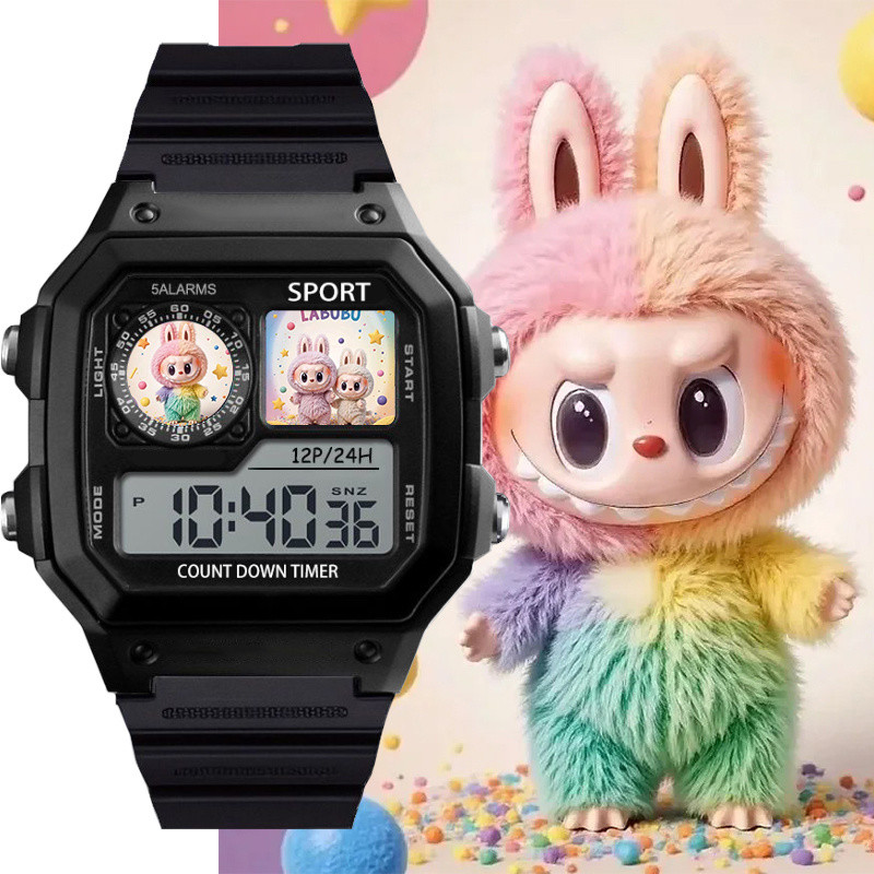Labubu Kids Waterproof Digital Watch – LED Backlight, Alarm, Stopwatch ...