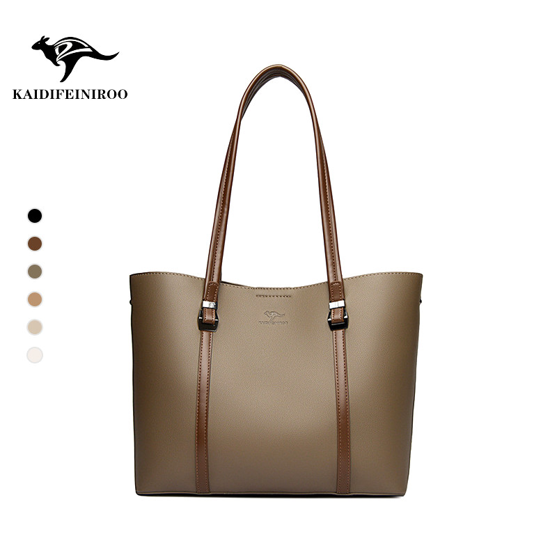 KAIDIFEINIROO Elegant Contrast Color Tote Bag Large Capacity Genuine ...