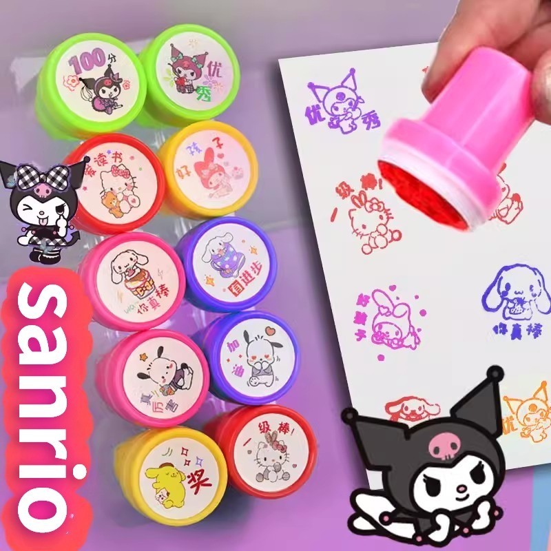 Anime 10 Sheets/set of Sanrio Self Printed Stamps Hello Kitty Kuromi ...