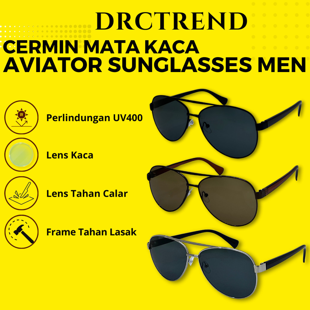 AVIATOR SUNGLASSES MEN CERMIN MATA HITAM SUNGLASSES FOR MEN KACA MATA ...