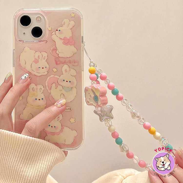 Pink Cartoon Tulip Rabbit Phone Case for IPhone 11 12 13Mini 14 15Plus ...