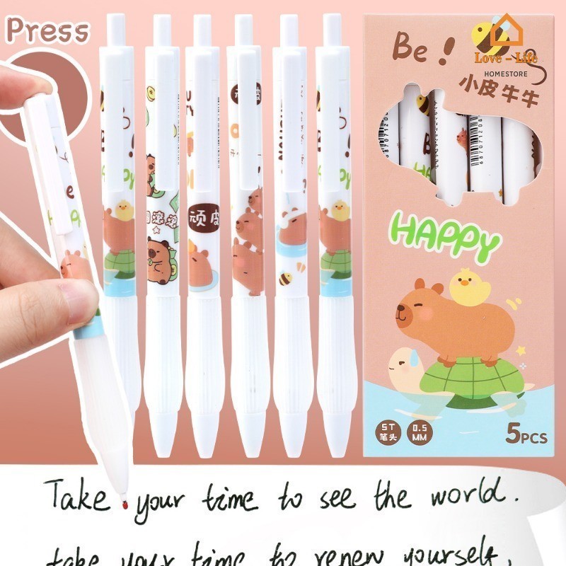 5Pcs/Box Lovely Capybara Ballpoint Pens - Cartoon Japanese Anime ...