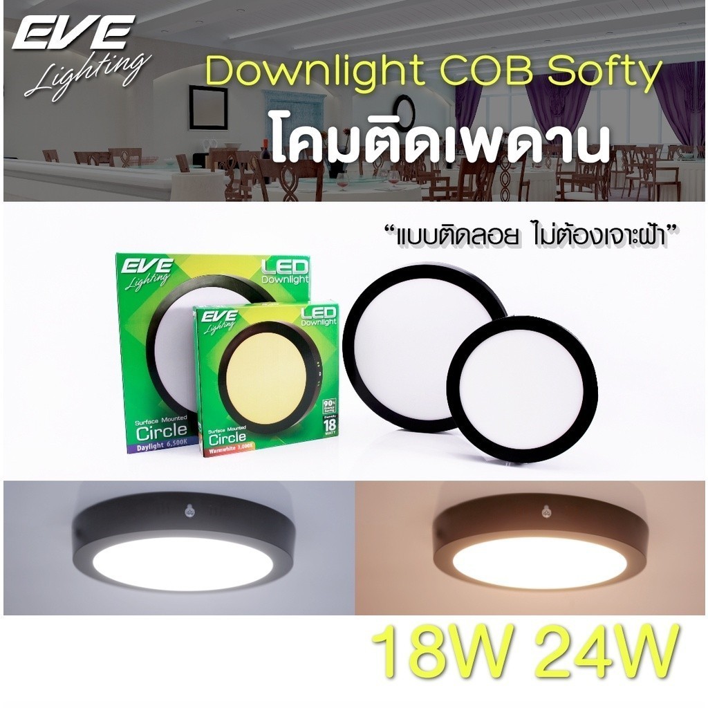 EVE Surface Downlight Floating Led Ceiling Light Round Front Black Edge ...