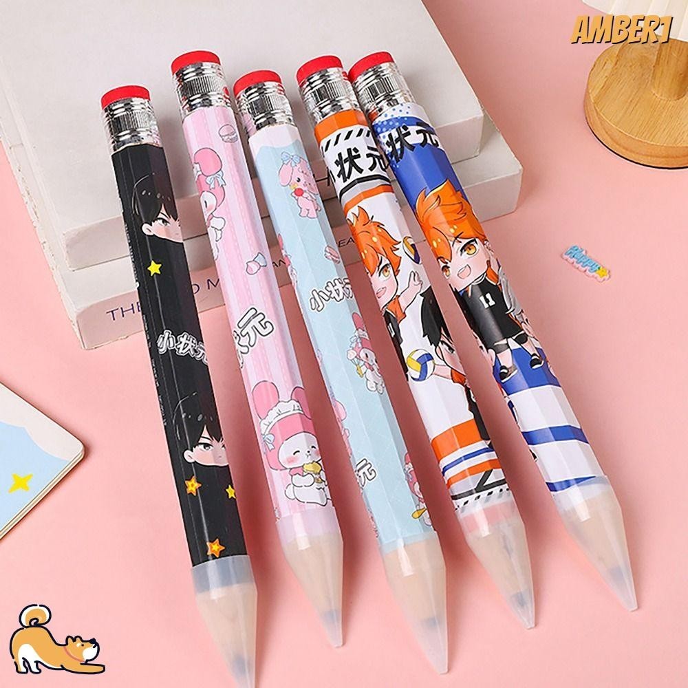 AMBER1 Giant Pencil, with Eraser Cartoon Themed Designs Large Wood ...