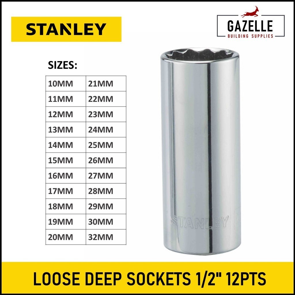 Stanley Loose Deep Socket 1/2" 12Pts - 10MM to 32MM | Shopee Malaysia