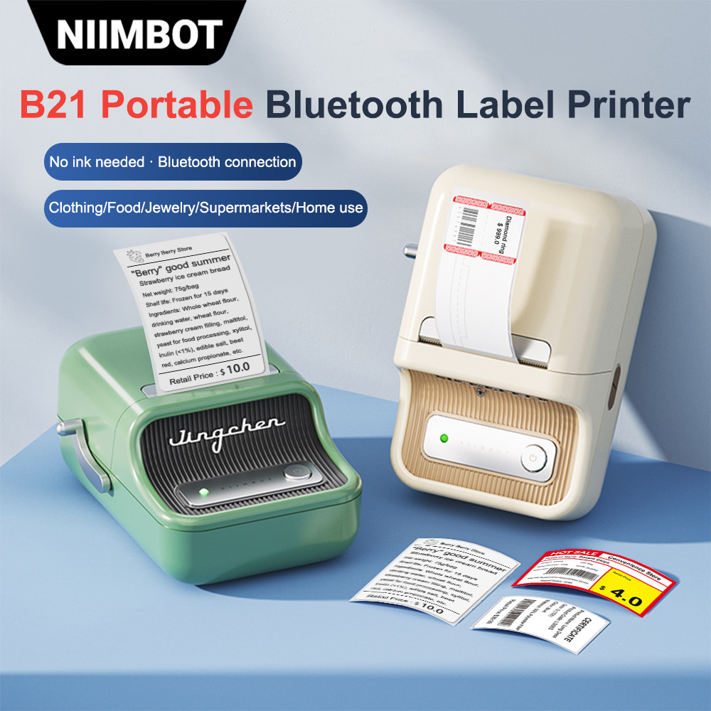 NIIMBOT B21 Label Printer Maker, Portable Thermal Label Printer Compatible with Android, iOS ...