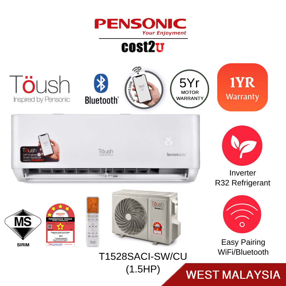 Pensonic Toush Z Smart INVERTER Air Conditioner (WiFi) 1.0HP/1.5HP ...