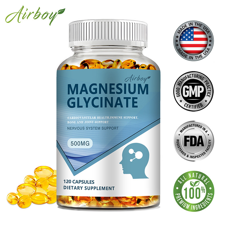 Airboy Magnesium Glycinate 500 mg, Cardiovascular Health. Immune ...