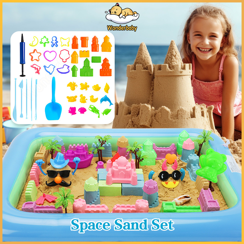 Wonderbaby 1KG 39Pcs space sand toys for kids safe magic sand play set ...