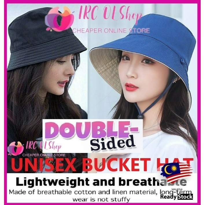 Dual Side use Double Side Flipped Cap Bucket Hat Unisex Women Men ...