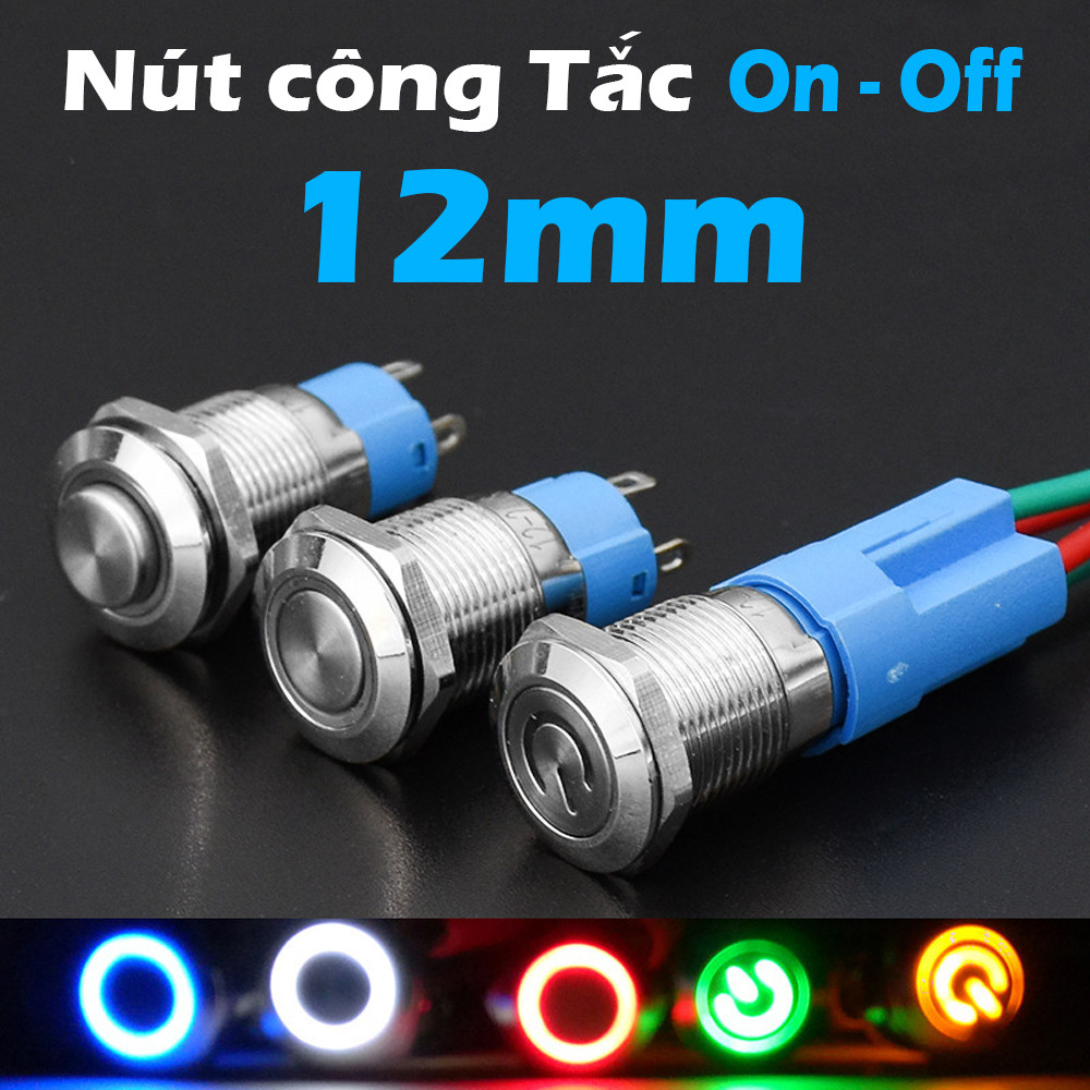 Self-locking Push Switch Button 12mm (3V-24V, 110-220V) Push Button ...