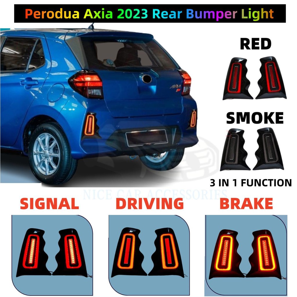 Perodua Axia 2023 2024 2025 Tail Rear Bumper Lights Lamp LED Reflector ...