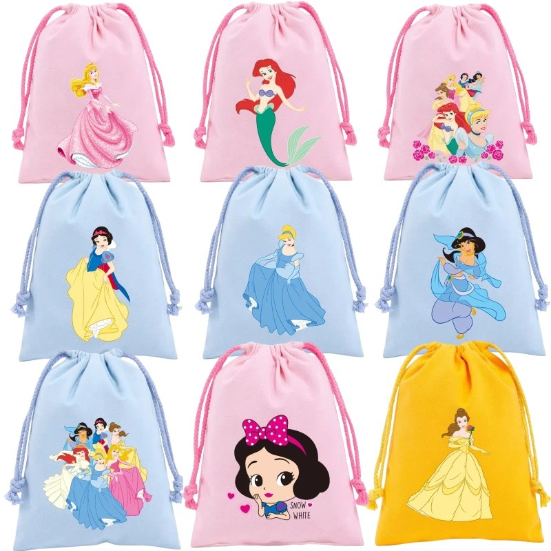Disney Princess drawstring bag cartoon storage bag gift bag plush cloth ...