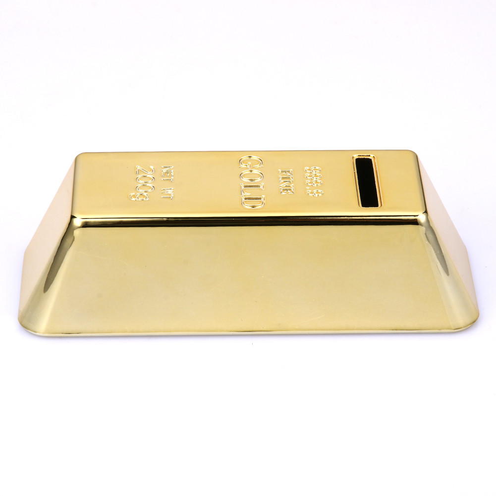 Creative Fashion Gold Bullion Bar Piggy Bank Brick Coin Bank Saving ...