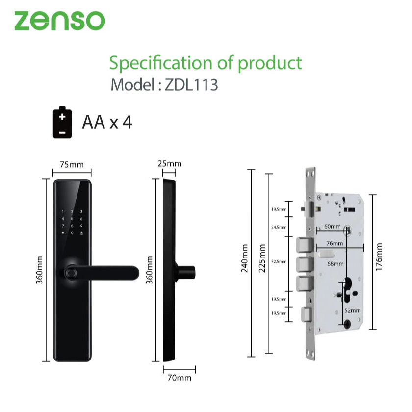 ZENSO Smart Door Lock with Install Digital Lock Password Fingerprint ...