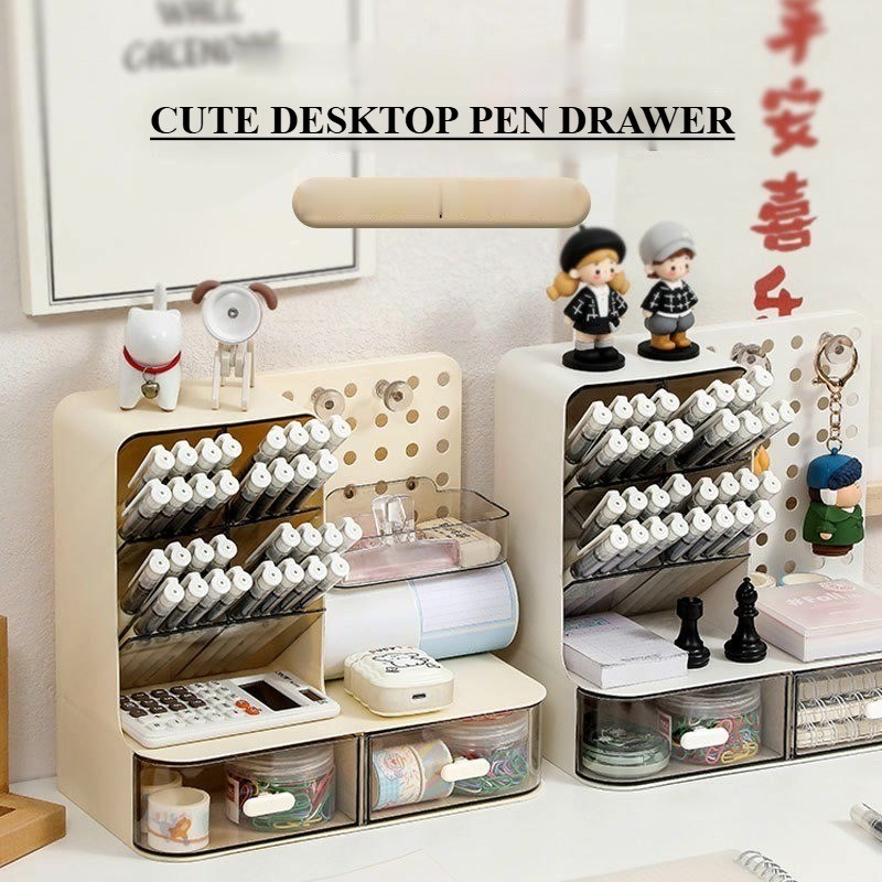 READY STOCK CUTE PEN DESKTOP DRAWER INOVATIVE STATIONERY STORAGE ...