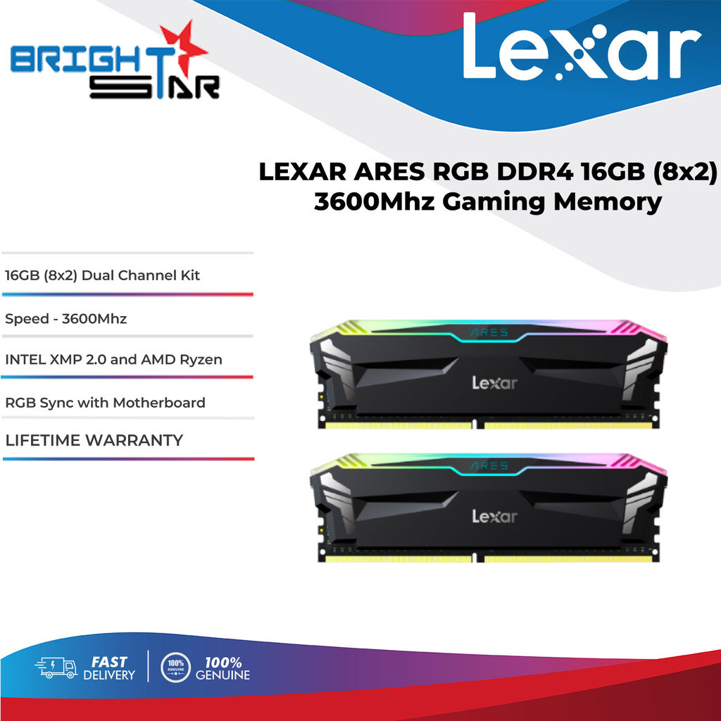 LEXAR ARES RGB DDR4 16GB (8x2) 3600Mhz Gaming Memory | Shopee Malaysia
