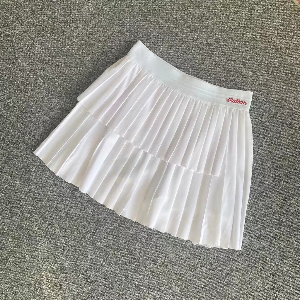 Original Malbon Golf Golf Sexy Pleated Skirt Double-Layer Long Short Folding Skirt A-Line Korean ...