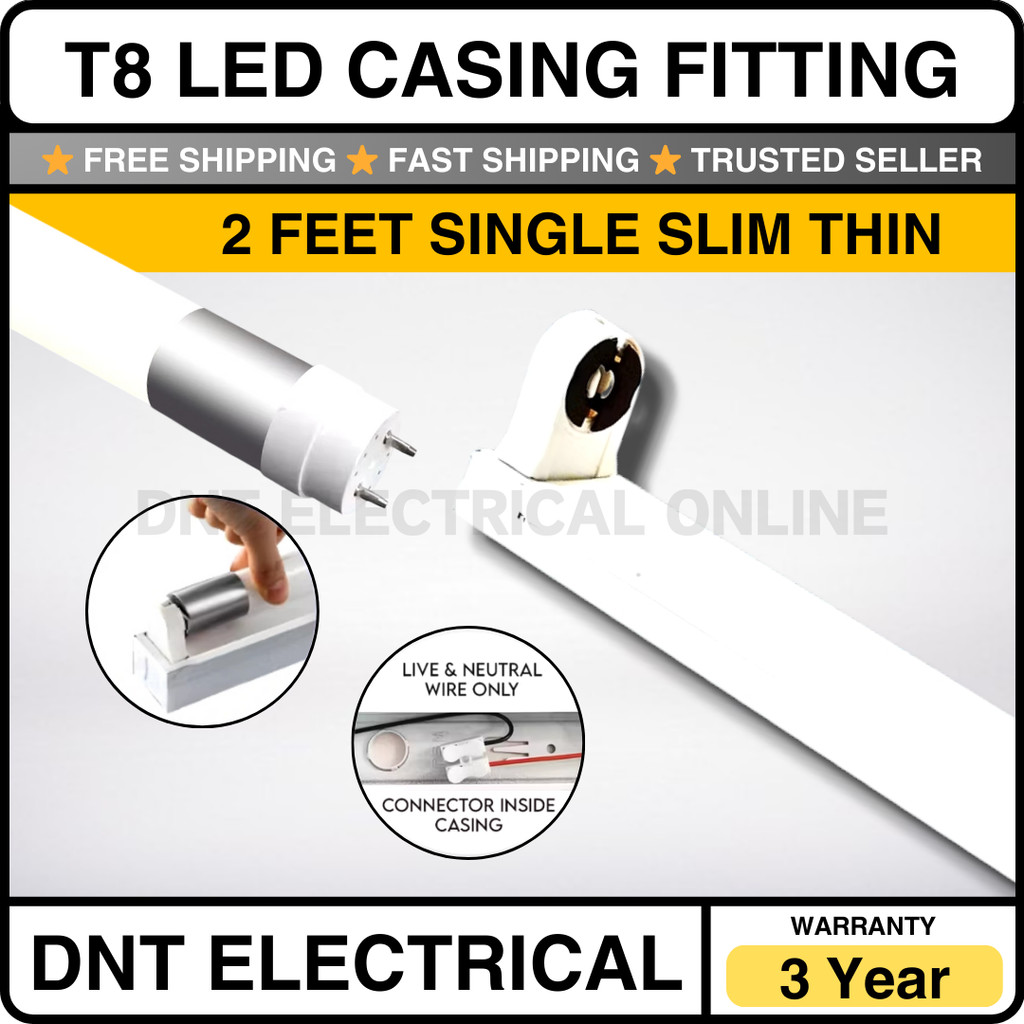 2 Feet Single Slim Thin Casing - T8 LED Tube Lampu Siling Ceiling Light ...