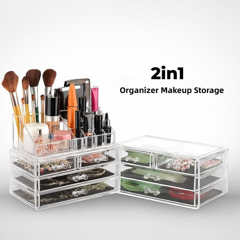 Acrylic Transparent Drawer Cosmetics Display Stand Makeup Plastic ...