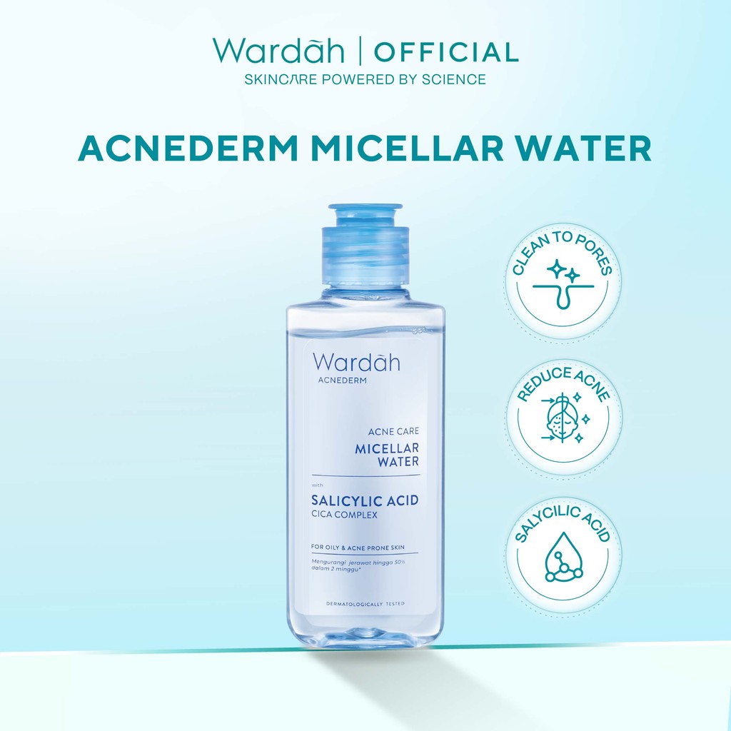 Wardah Acnederm Acne Care Micellar Water 100 ml - Calms Skin Redness ...