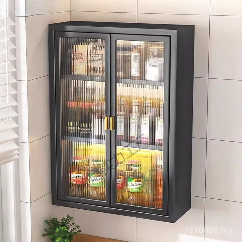 Perforation-Free Wall-Mounted Anti-dust Shelf with Door Seasoning ...