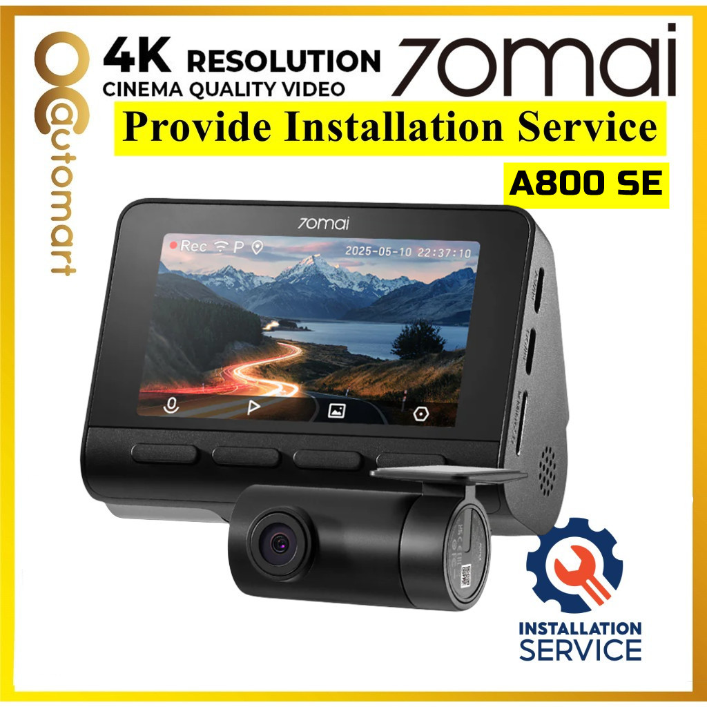 70mai A800SE Set Car Recorder Dual vision 4K Ultra HD Screen 70 Mai DVR ...