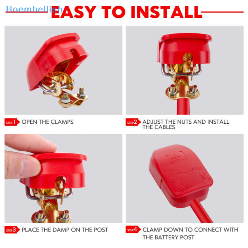 Hoe> 2Pcs/1 Pairs Connector Clamps Car Terminals Positive & Negative ...