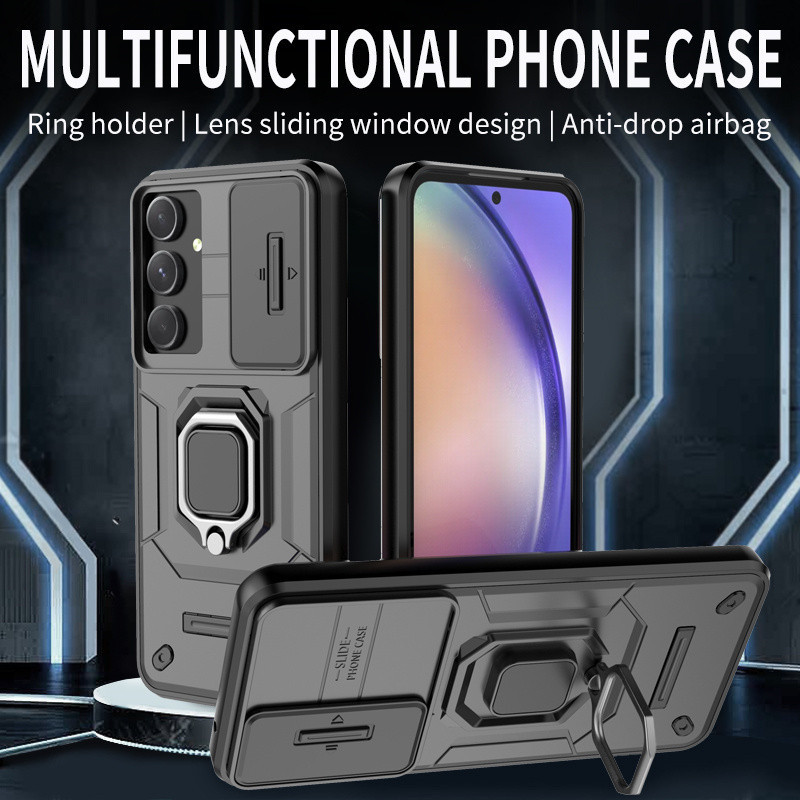 Samsung Galaxy A55 A54 A35 A34 A25 A24 A15 A14 A13 4G 5G Hard Case with Bracket & Slide Camera ...