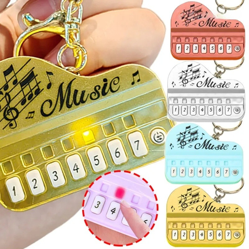 Mini Electronic Piano Keychain Alloy Musical Keyboards Luminous Music ...