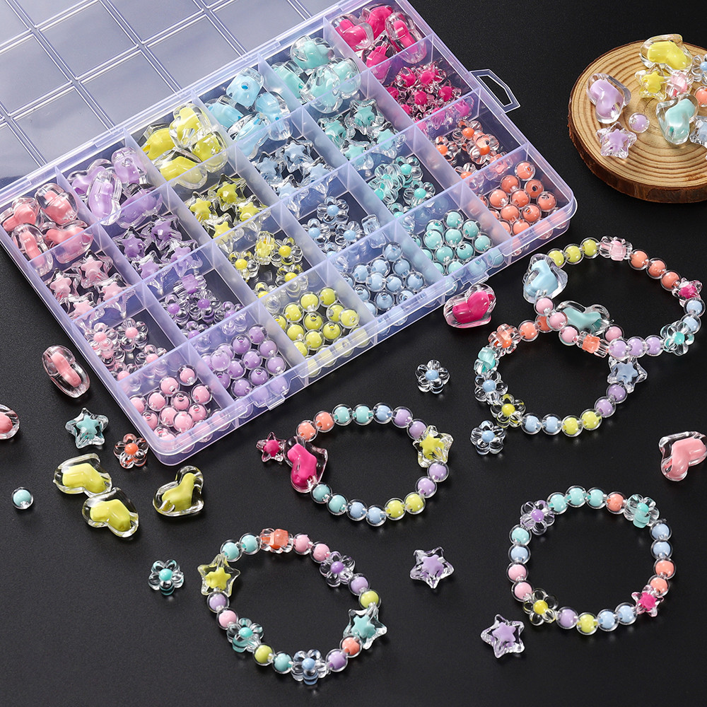 St. kunkka1 Set 24 Grid Acrylic Beads Flower Round Beads Set Children ...