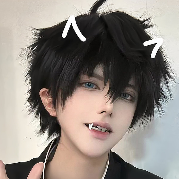rambut palsu wanita rambut palsu lelaki Anime wig bulu hitam kaito cos ...