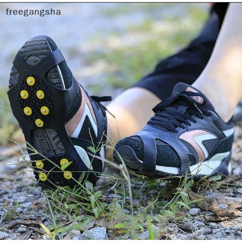 10 Stud Universal Ice Snow Shoe Spikes Grips Cleats Crampons Winter ...